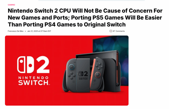 曝Switch2移植游戏不是难事！比PS4游戏更容易-360游戏大厅
